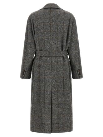 Brunello Cucinelli Alpaca Check Tweed Coat - Gray