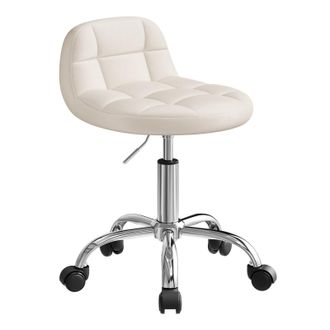 Woltu Schminktisch Stuhl Wei&szlig;, Drehstuhl mit Rollen, Rollhocker h&ouml;henverstellbar, Arbeitshocker, Hocker f&uuml;r Schminktisch, Schlafzimmer & B&uuml;ro, Samt