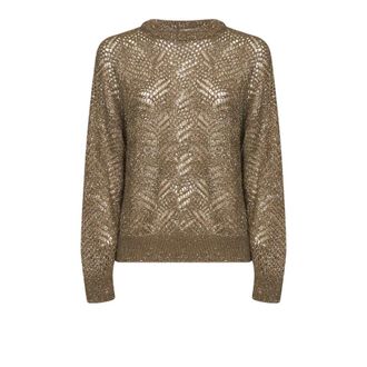 Brunello Cucinelli Pullover mit Pailletten und offener Strickung - - Knitwear - Damen - Braun - S