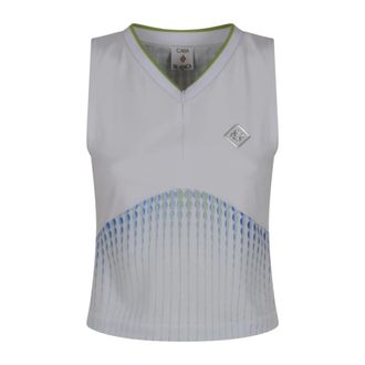 Casablanca Tennis Bedrucktes Racer Top - - Tops - Damen - Wei&szlig; - S