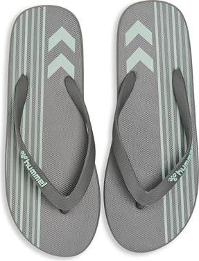 Hummel Mixte Tongs à Rayures Multicolores, Gris et Vert Limon, 41 EU