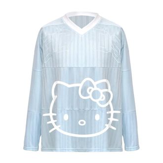 GCDS Hello Kitty Hockey Langarmshirt - - Tops - Damen - Blau - 2XL