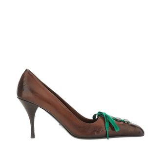 Prada Old-effect leather laced pumps Woman 36+