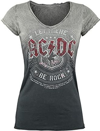 AC/DC Let There be Rock Femme T-Shirt Manches Courtes Gris/Gris foncé XXL 100% Coton Large