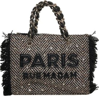 Rue Madame París Femme, Sacs, Noir, Taille: ONE Size Sac Chic à Franges Nero Aw25