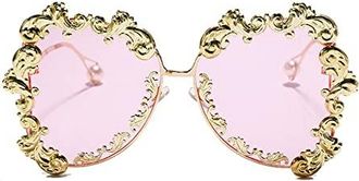 Generic Steampunk Lunettes de soleil surdimensionnées en métal pour femme Lunettes de soleil vintage UV400,3, taille unique 2026