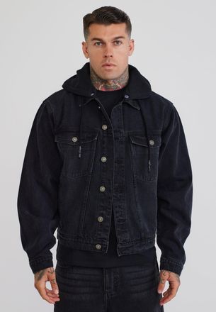 Siksilk Herren Schwarze Jeansjacke XXL