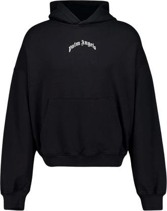 Palm Angels Homme, Sweatshirts et sweats &agrave; capuche, Noir, Taille: M SweaT-shirt &agrave; capuche avec logo incurv&eacute; au dos