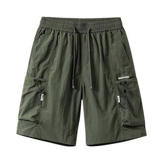 Generic Short d&eacute;t&eacute; pour homme - Grande taille - Respirant - Poche fine - Pantalon de travail - Cinq pantalons droits - Pantalon d&eacute;contract&eacute;, Vert arm&eacute;e., XXL