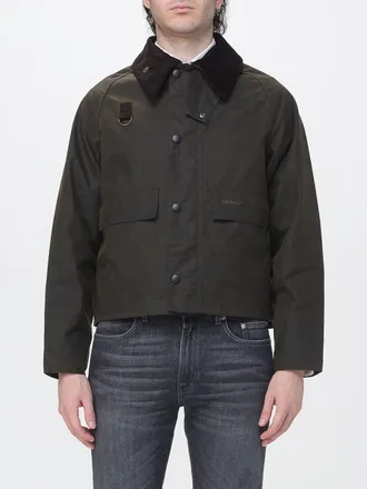 Barbour Veste SL Spey en coton cir&eacute; avec col en velours c&ocirc;tel&eacute;