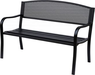 OUTSUNNY Banc 3 places de jardin terrasse style contemporain 127L x 60l x 87H cm m&eacute;tal &eacute;poxy anticorrosion noir