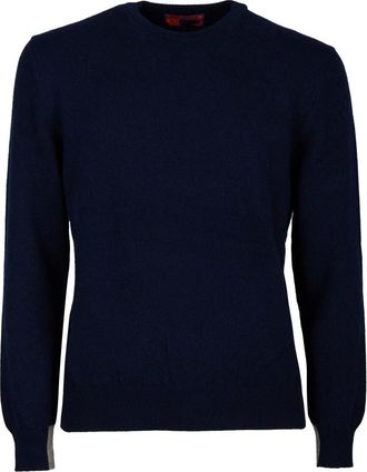 Gallo Gallo, Homme, Pulls, Bleu, Taille: M Pull en Cachemire &agrave; Col Rond