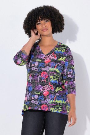 Angel Of Style T-Shirt T-Shirt A-Linie Scribble Muster Glitzersteinchen