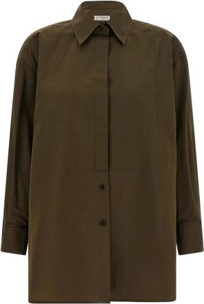 Alberto Biani Femme, Blouses et Chemises, Vert, Taille: 34 FR Chemise Popeline Fronc&eacute;e