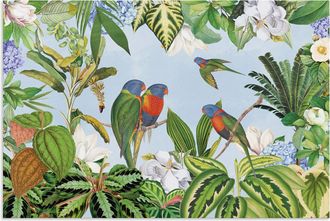 Artland ARTland Wanddeko Wandbild Alu Verbundplatte für Innen & Outdoor Bild 120x80 cm Tiere exotische Pflanzen Blumen Papagei Dschungel Regenwald U5HA