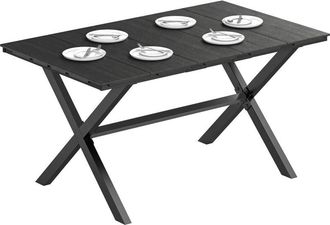 OUTSUNNY Table de jardin - Outsunny - rectangulaire - pour 4 &agrave; 6 personnes - pieds en X - m&eacute;tal HDPE - 150 x 90 x 74 cm - noir