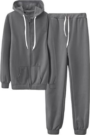 Generic Surv&ecirc;tement pour femme en coton - Manches longues - Surv&ecirc;tement de sport douillet - 2 pi&egrave;ces - Tenue de fitness d&eacute;contract&eacute;e et confortable - Avec poc