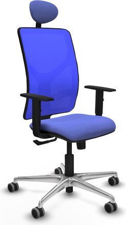 Piqueras y Crespo Schreibtisch-Rollstuhl mit 1D-Armen, h&ouml;henverstellbare Lendenwirbelst&uuml;tze und festes Kopfteil, ausgestattet mit 3 Positionen und Schneidschaum, Blau/H