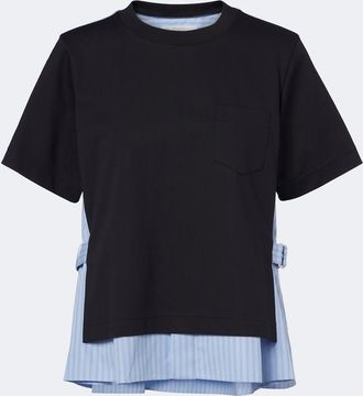 sacai Top aus Baumwoll-Jersey und Popeline