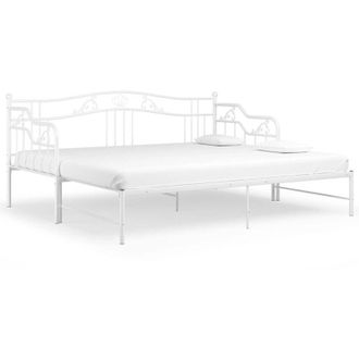 vidaXL Ausziehsofa Bettgestell Wei&szlig; Metall 90x200 cm Vidaxl