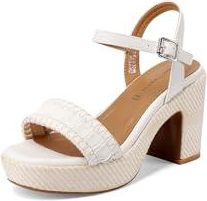 Queen Helena Sandales avec plateau &agrave; talons larges ZM11050, Blanc, 37 EU