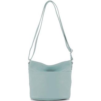 modamoda.de T198 Petit sac &agrave; bandouli&egrave;re en cuir pour femme fabriqu&eacute; &agrave; la main en Italie, Bleu glacier, s