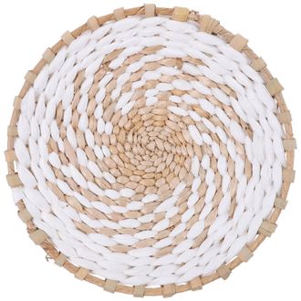 BESTONZON Geflochtener Wandkorb Boho Stil Gewebtes Naturmaterial H&auml;ngende Wanddekoration F&uuml;r Wohnzimmer Schlafzimmer K&uuml;che Flach 20cm
