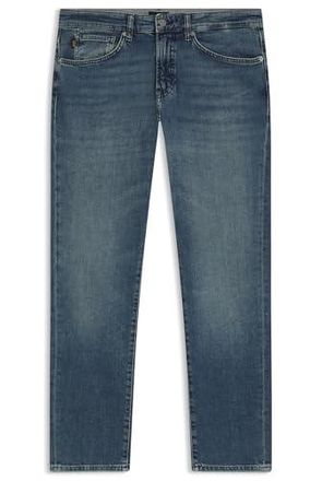 BOSS Hommes Onyx BO Jean Tapered Bleu en Denim Stretch Confortable