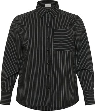 Kaffe Curve Femme, Blouses et Chemises, Noir, Taille: 50 FR Chemise à Rayures Noires / Craie