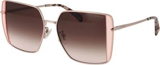 Police Femme, Accessoires, Jaune, Taille: ONE Size Square Metal Lunettes de soleil