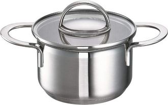 Schulte Ufer Mini-Fleischtopf Little Lilly, Kleiner Topf, Edelstahl 18/10, Glas, &Oslash; 12 cm, 950 ml, 64018-12 Brat-& Schmorpfannen, Silber, 25 cm