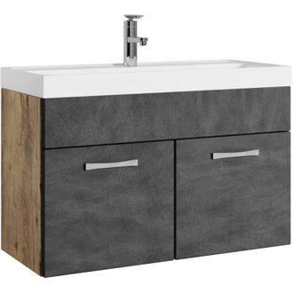 Badplaats Badplaats Meuble de salle de bain Paso 01 80 cm - Chene avec gri