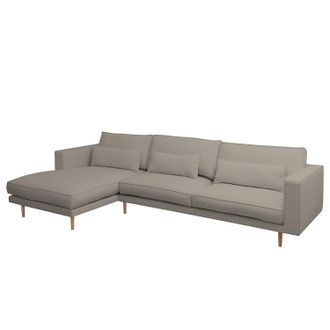 Norrwood home24 Ecksofa Lacona Strukturstoff Grau/Rauchgrau Webstoff 321 x 70 x 172cm Longchair davorstehend links Skandi