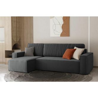 Fun M&ouml;bel Ecksofa Schlafsofa Sofa maris Stoff Anthrazit Ottomane Links