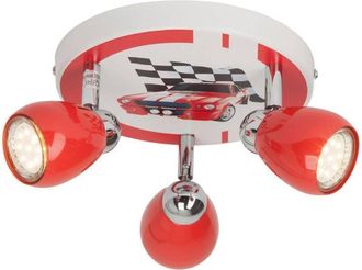 Brilliant Lampe Racing led Spot Rondell 3flg rouge / blanc-noir 3x LED-PAR51, GU10, 3W lampes &agrave; r&eacute;flecteur led incluses, (250lm, 3000K) &Eacute;chelle a ++ &agrave; e T&ecirc;tes