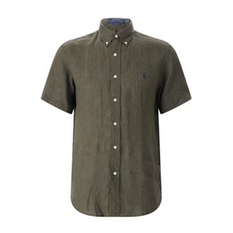 Polo Ralph Lauren Homme, Chemises, Vert, Taille: XL Chemise &agrave; Manches Courtes en Lin