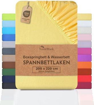 NatureMark Drap-housse basique pour lit à sommier tapissier et à eau - 200 x 220 cm - Hauteur de bonnet 40 cm - 200 x 220 cm - 100 % coton - Jaune