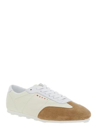 Marni Womens White Sneakers With Suede Details Polyamide Trainers