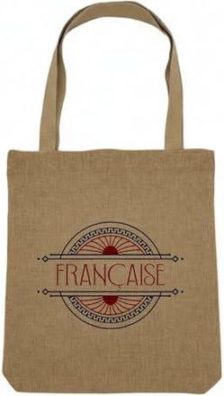 Fabulous Sac Shopping Tote Bag Aspect Lin - Fran&ccedil;aise Art D&eacute;co Chic Luxe Vintage France - Sac de Courses Toile Epaisse 360g Beige Naturel Cabas Port&eacute; Epaule So