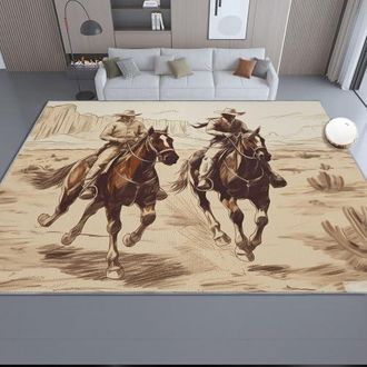 Generic Kaki Tapis de Bain antid&eacute;rapant, Moquette d&eacute;coratifs Vintage Western D&eacute;sert Motif r&eacute;sistant &agrave; la d&eacute;coloration Hydrofuge pour Salon Chambre &agrave; Coucher, 