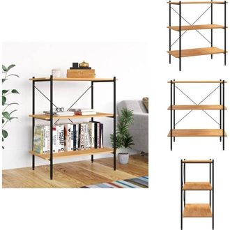 vidaXL Tagère à 3 niveaux Noir et chêne 80x40x92 cm - Bibliothèque - Étagère - Rangement - Meuble De Salon - Bibliothèque Design