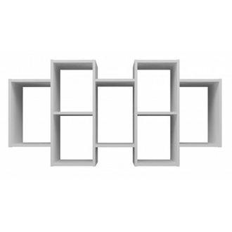Hucoco Hucoco - selma - Biblioth&egrave;que suspendue style moderne salon - 129.5x20x65 - 7 tablettes Blanc mat