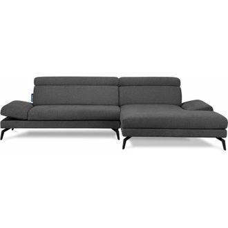 Konsimo Renar Ecksofa Modern, 4 Sitzer, bewegliche Kopfst&uuml;tze, dunkelgrau - Konsimo