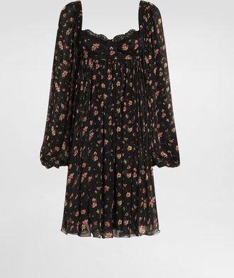 Dolce & Gabbana Kleid Aus Chiffon Mit Bl&uuml;mchen-print - Frau Kleider Mehrfarbig 46