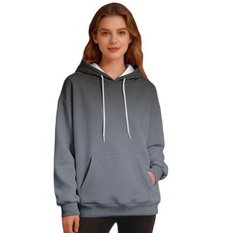 Generic Pull &agrave; capuche tendance d&eacute;grad&eacute; pour femme, manches longues, pull &agrave; capuche surdimensionn&eacute; confortable, streetwear d&eacute;contract&eacute;, coupe ample, avec poch