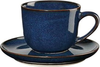 ASA Saisons Espressotasse mit Untertasse aus Steinzeug in der Farbe Midnight-Blue 0,09L, Ma&szlig;e: 8,5cm x 6,7cm x 5,5cm, 27110119