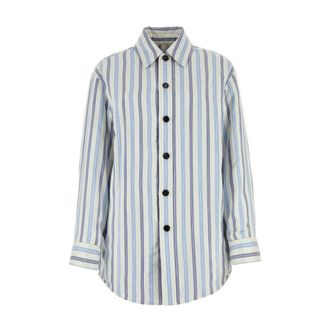 Bottega Veneta Femme, Blouses et Chemises, Bleu, Taille: 36 FR Chemise en coton ray&eacute;