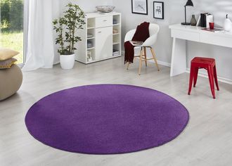 Hanse Home Teppich Fancy Rund - Wohnzimmerteppich einfarbig Modern Velours Teppich für Esszimmer, Wohnzimmer, Kinderzimmer, Flur, Schlafzimmer, Küche - Lila, Ø13