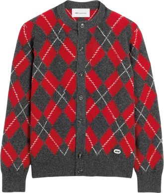Ami Gilet Argyle Intarsia - Homme - Pulls - Rouge - Taille: L