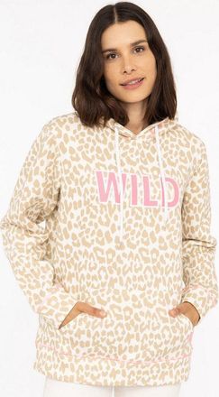 Zwillingsherz Hoodie Leo Pastell Leomuster und WILD Applikation, Kapuze, Tasche, Baumwollmischung